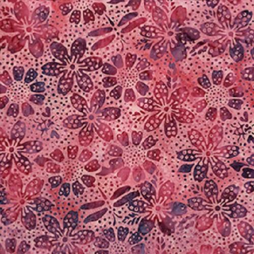 Tissu Patchwork Batik rose - Batik Island - Fleurs